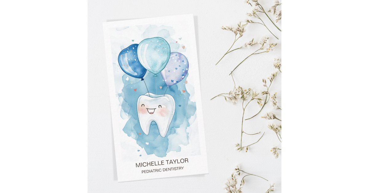 Cute Pediatric Family Dentist Tooth Smile Business Card | Zazzle