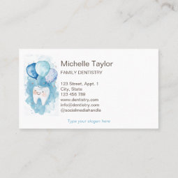Cute Pediatric Family Dentist Tooth Smile Business Card | Zazzle