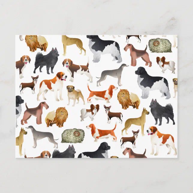 Cute Pedigree Pet Dog Wallpaper Design Postcard | Zazzle