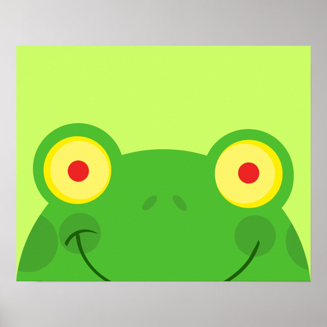 cute peeking cartoon frog froggy face poster | Zazzle