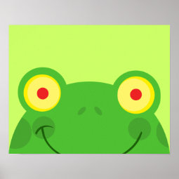 cute peeking cartoon frog froggy face poster | Zazzle