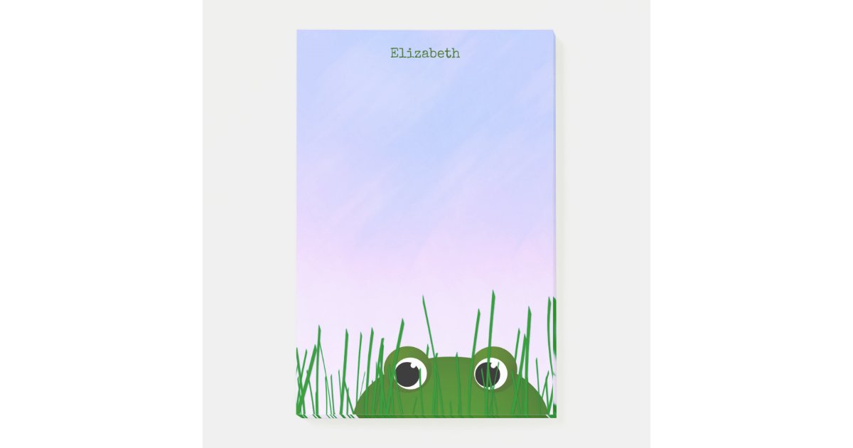 Cute peeking frog personalized post-it notes | Zazzle