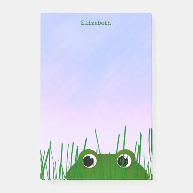 Cute peeking frog personalized post-it notes | Zazzle