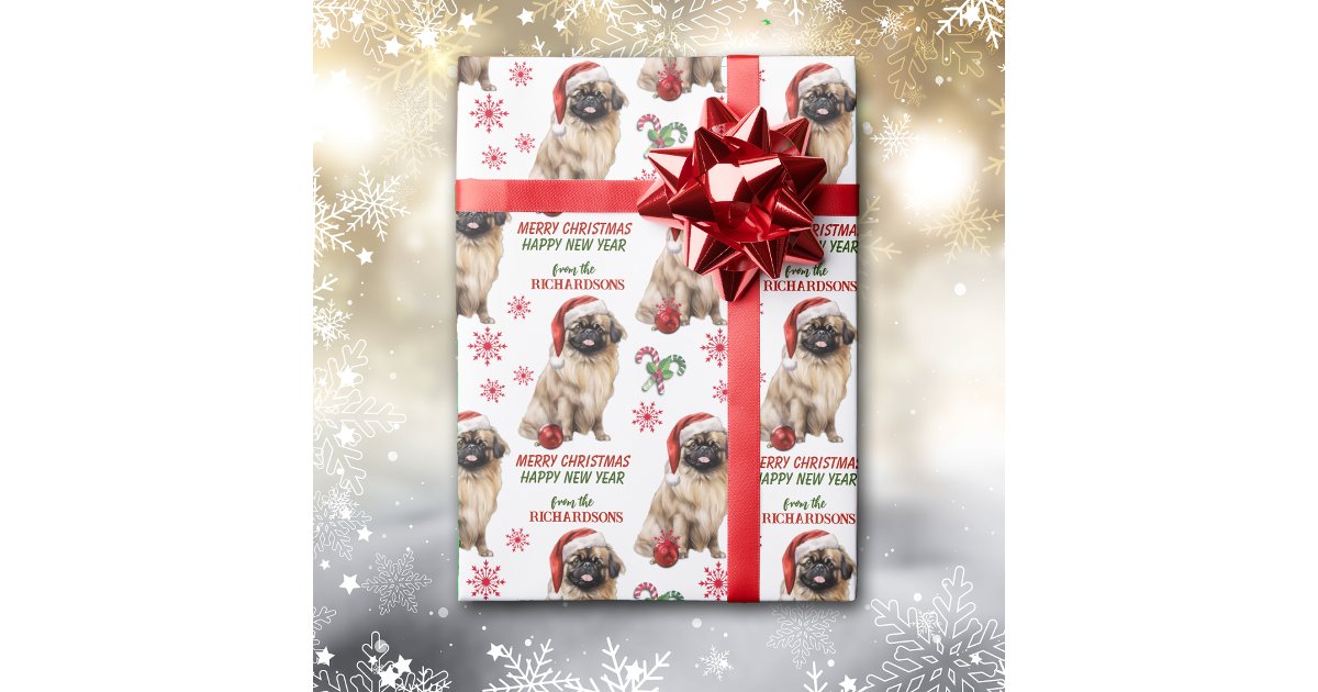 Cute Pekingese Christmas Wrapping Paper | Zazzle