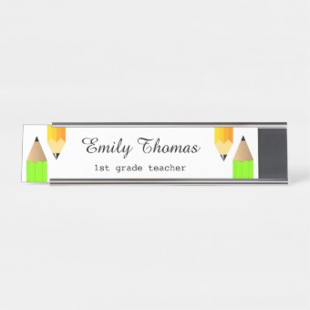Cute Pencils School Teacher Classroom Desk Name Plate | Zazzle