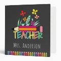 Cute Pencils Teacher Name Classroom Binder | Zazzle