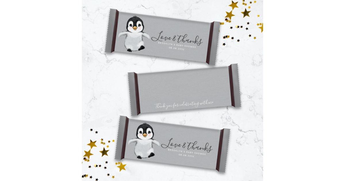 Cute Penguin Baby Shower Candy Bar Wrapper | Zazzle