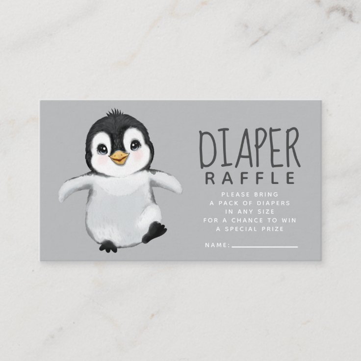 Cute Penguin Baby Shower Diaper Raffle Enclosure Card | Zazzle