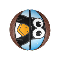 Cute Penguin Cartoon Illustrated Blue Mini Basketball | Zazzle