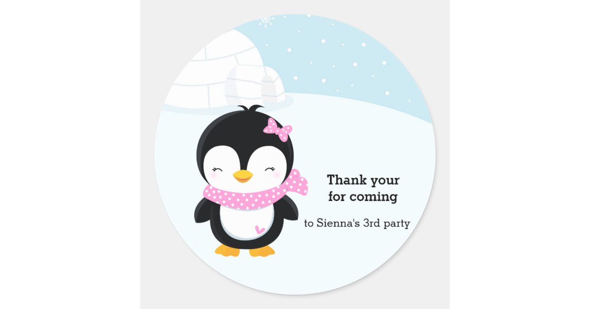Cute penguin classic round sticker | Zazzle