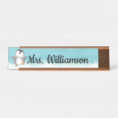 Cute Penguin Classroom Teacher Monogram Desk Name Plate | Zazzle