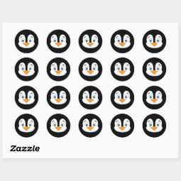 Cute Penguin Face Classic Round Sticker | Zazzle