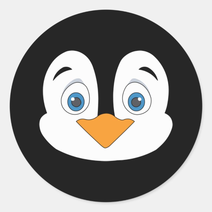 Cute Penguin Face Classic Round Sticker | Zazzle.com