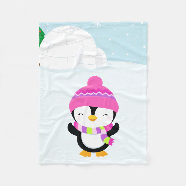 Cute penguin fleece blanket | Zazzle
