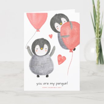 Cute Penguin Happy Valentines Day Holiday Card | Zazzle