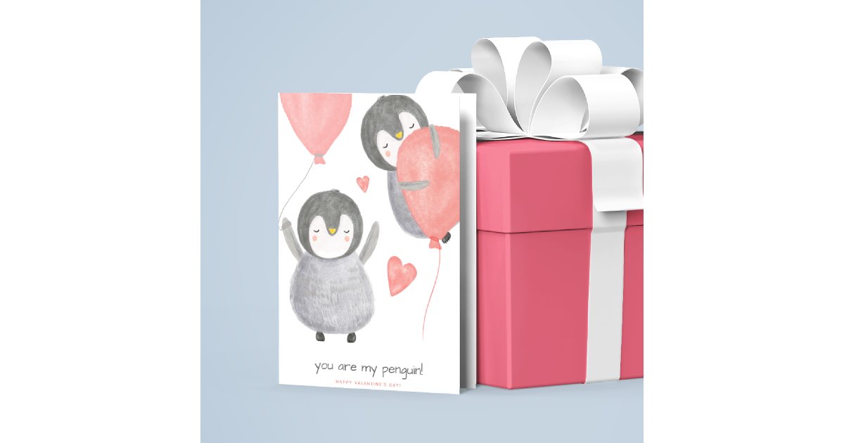 Cute Penguin Happy Valentines Day Holiday Card | Zazzle