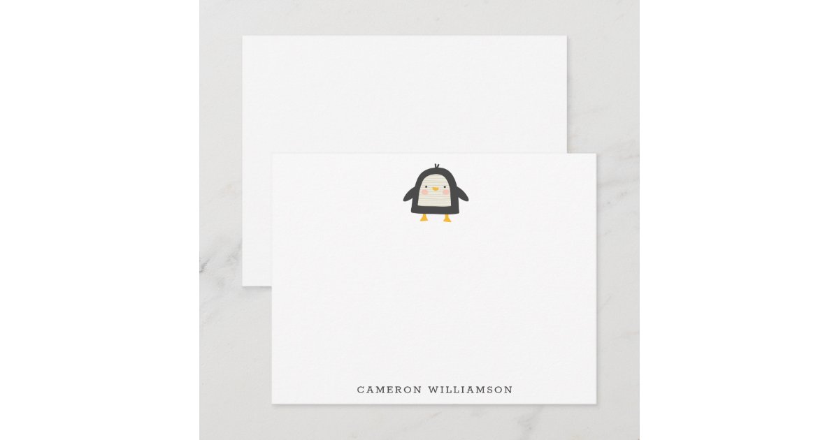 Cute Penguin Minimalist Personalized Stationery Note Card | Zazzle