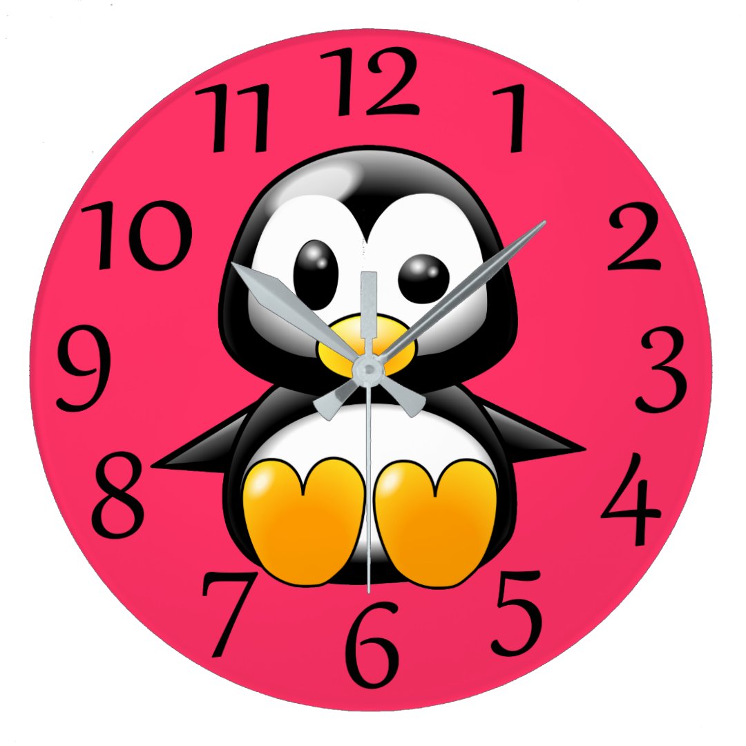 Cute Penguin on Pink Wall Clock | Zazzle