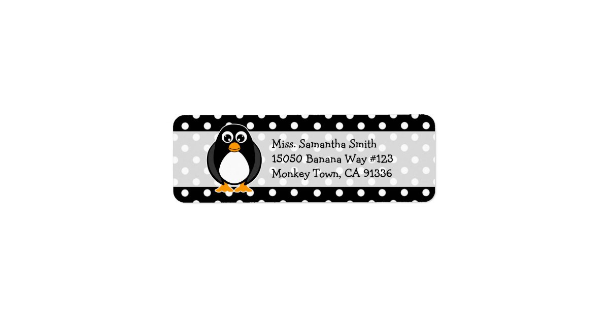Cute Penguin Polka Dot Return Address Labels | Zazzle
