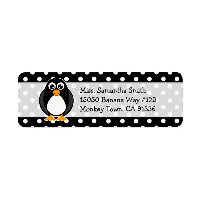 Cute Penguin Polka Dot Return Address Labels | Zazzle