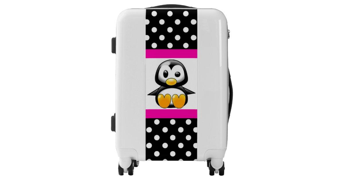 Cute Penguin & Polka Dots Luggage | Zazzle