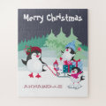 Cute Penguin Snow Scene - Merry Christmas Kids Jigsaw Puzzle | Zazzle
