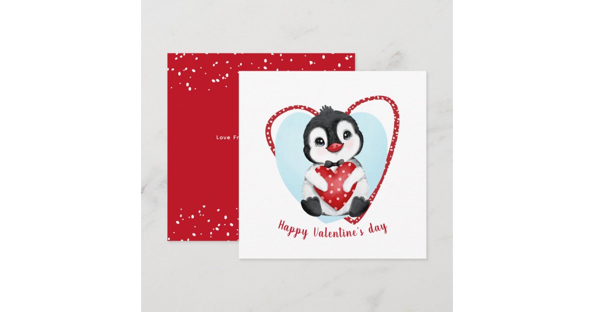 Cute Penguin Valentine's day Card | Zazzle