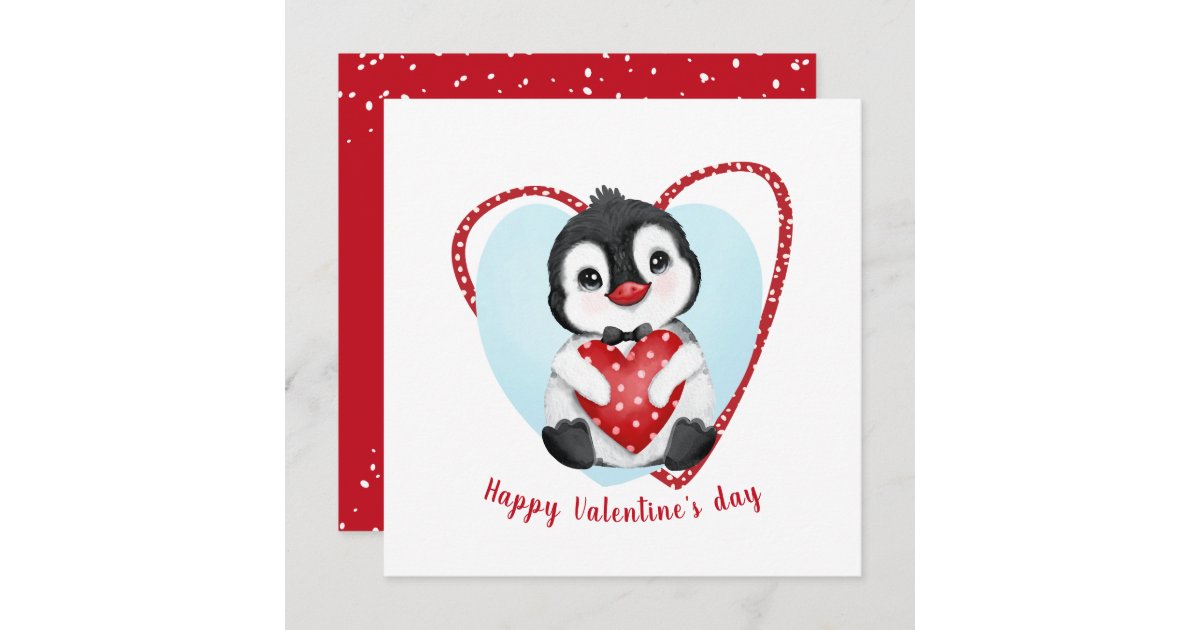 Cute Penguin Valentine's day Card | Zazzle