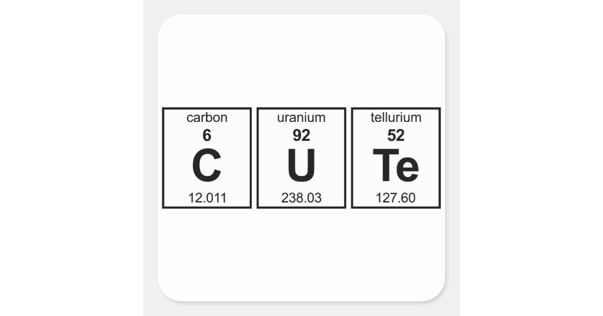 CUTe Periodic Table Square Sticker | Zazzle