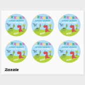 Cute Personalised Dinosaur themed Party Classic Round Sticker | Zazzle