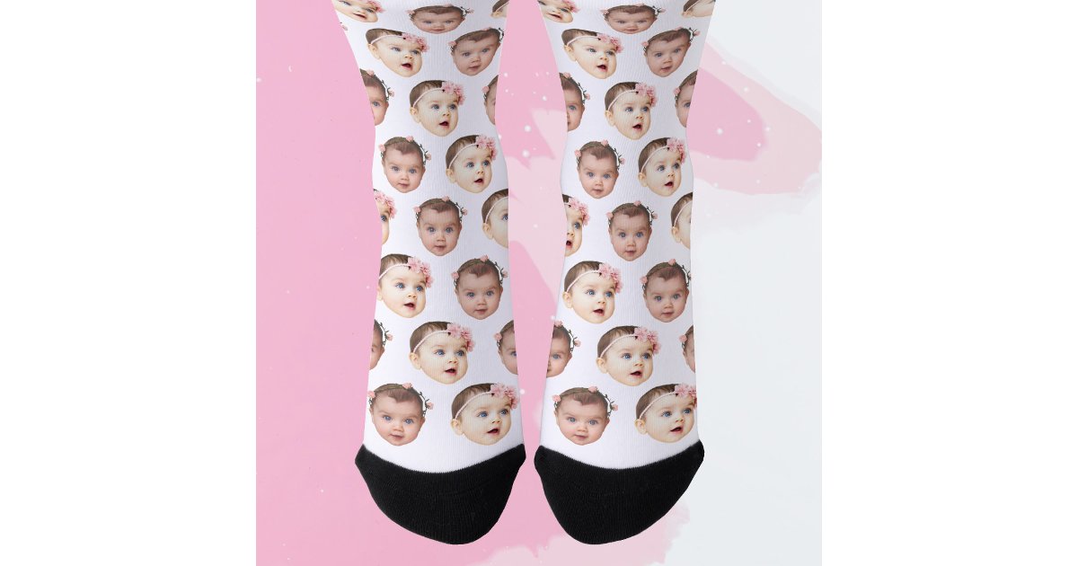 Cute Personalized Baby Kids Face 2 Photos Socks | Zazzle