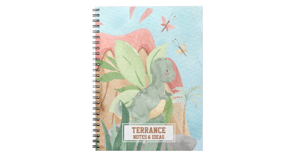 Cute Personalized Baby Tiranosaurios Rex Dinosaur Notebook | Zazzle
