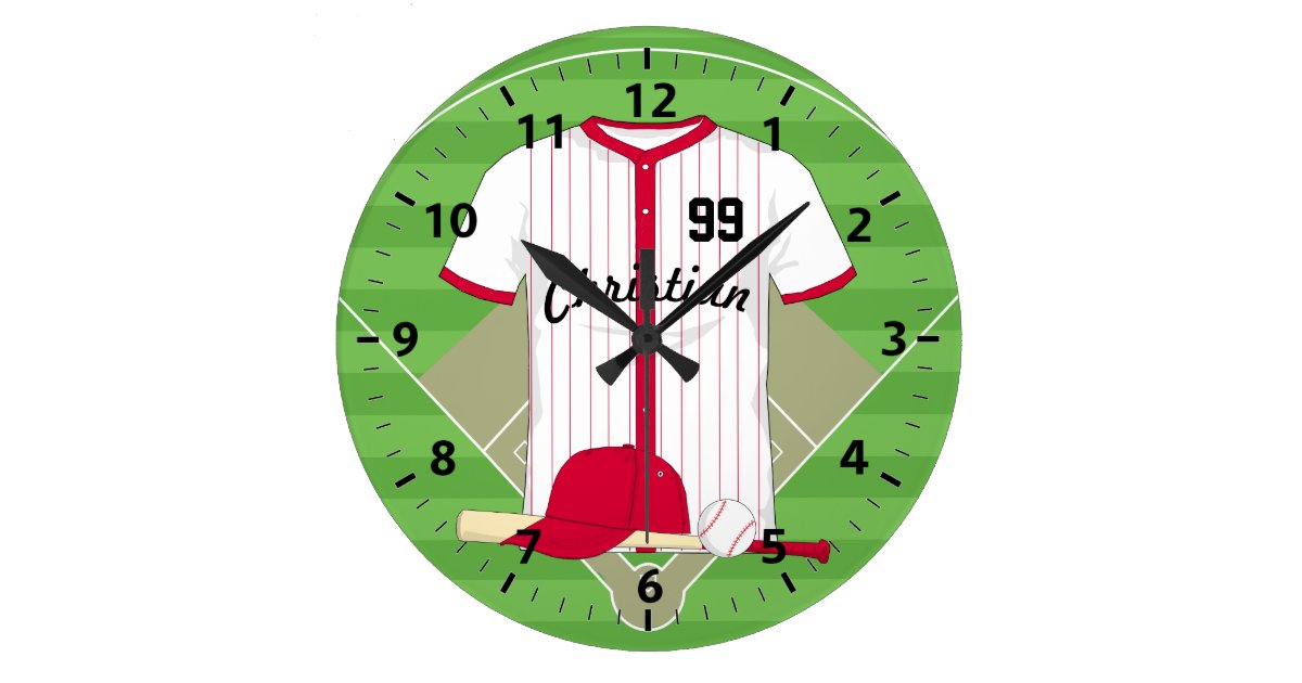 Cute Personalized Baseball Large Clock | Zazzle.com