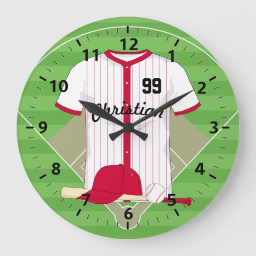 Cute Personalized Baseball Large Clock | Zazzle