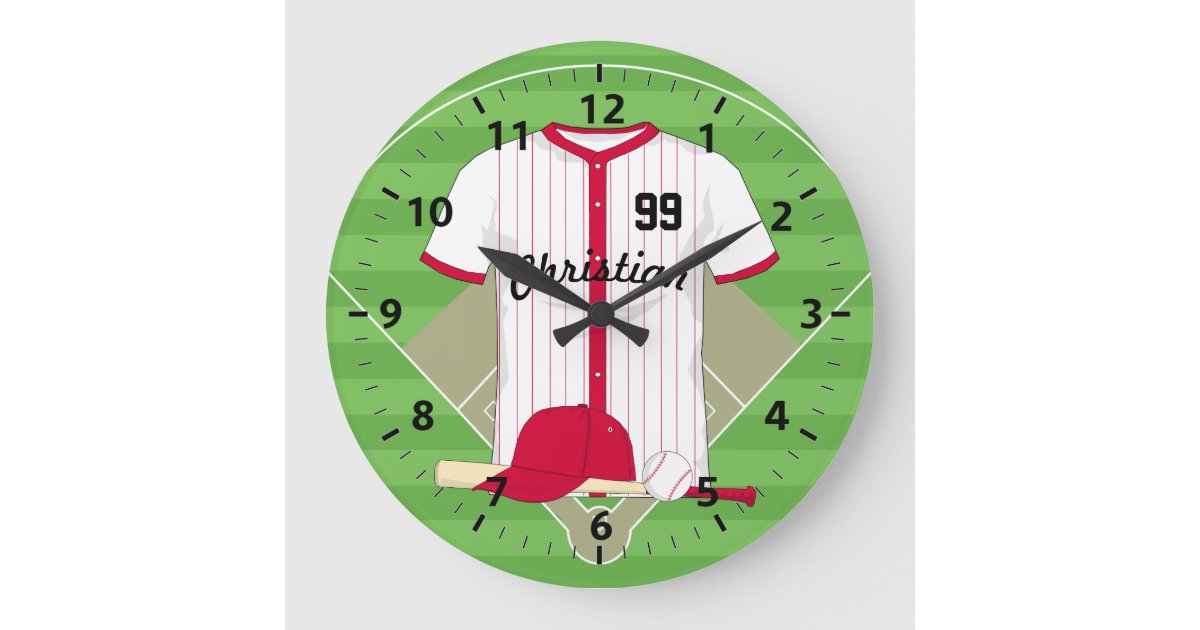 Cute Personalized Baseball Large Clock | Zazzle