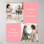 Cute Personalized BFF Two Photo Pink Best Friend Poster | Zazzle