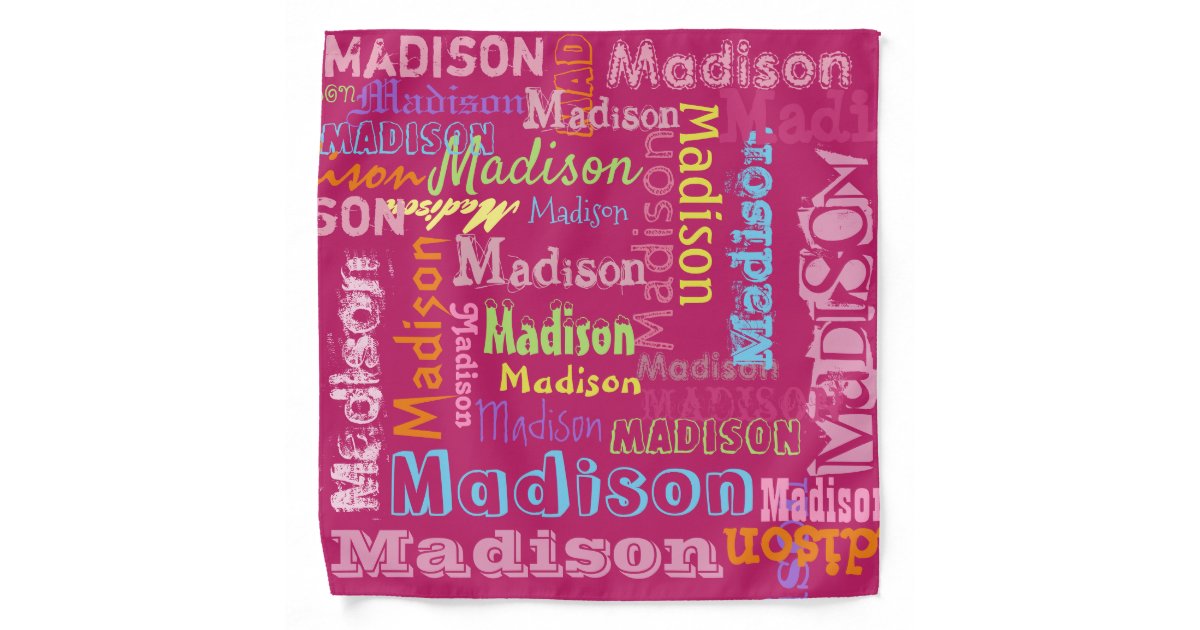 Cute Personalized First Name Pattern on Hot Pink Bandana | Zazzle
