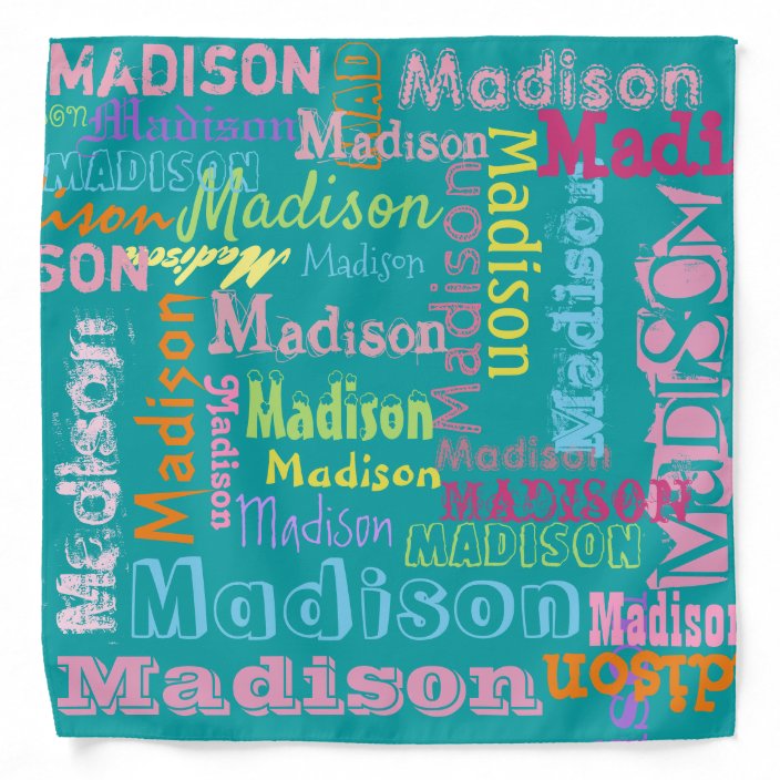 Cute Personalized First Name Pattern on Teal Bandana | Zazzle.com