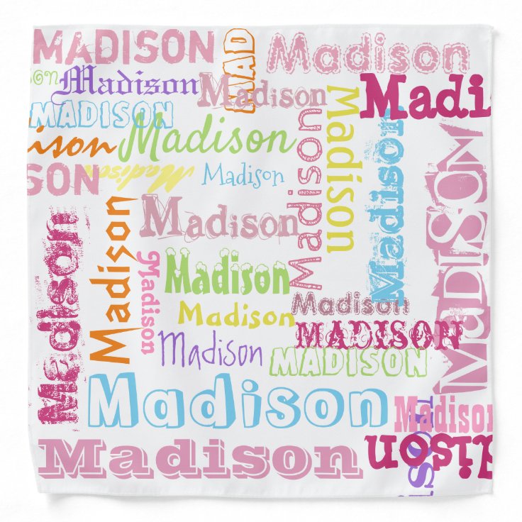 Cute Personalized First Name Pattern on White Bandana | Zazzle