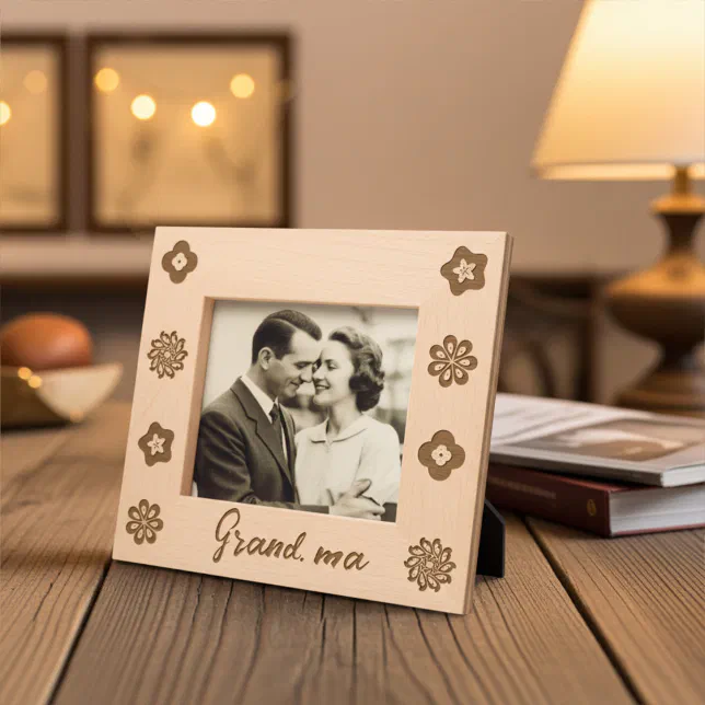 Cute Personalized Grandma Floral Engraved Frames | Zazzle