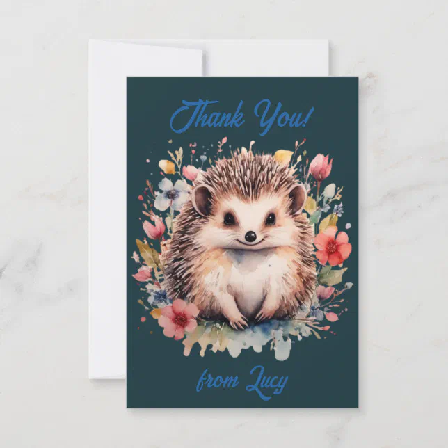 Cute Personalized Hedgehog Thank You Card | Zazzle