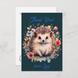 Cute Personalized Hedgehog Thank You Card | Zazzle