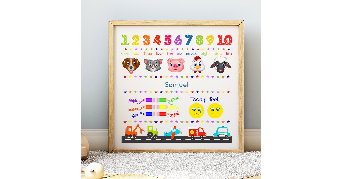 Cute Personalized Little Boy Learning Poster | Zazzle