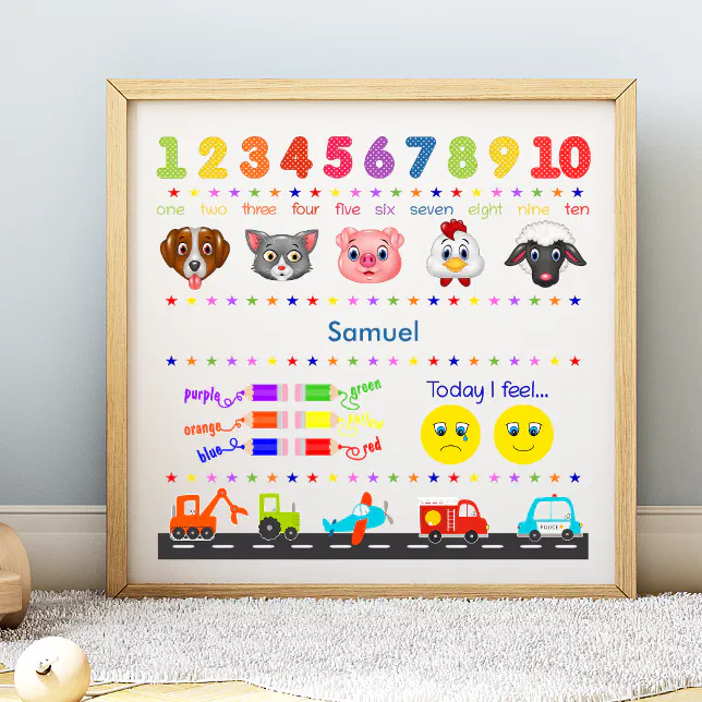 Cute Personalized Little Boy Learning Poster | Zazzle