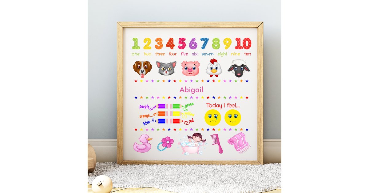 Cute Personalized Little Girl Learning Poster | Zazzle
