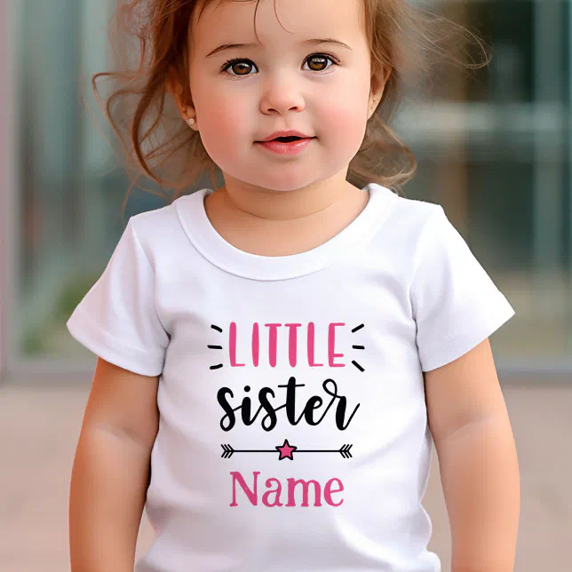 Cute Personalized Little Sister Baby T-Shirt | Zazzle
