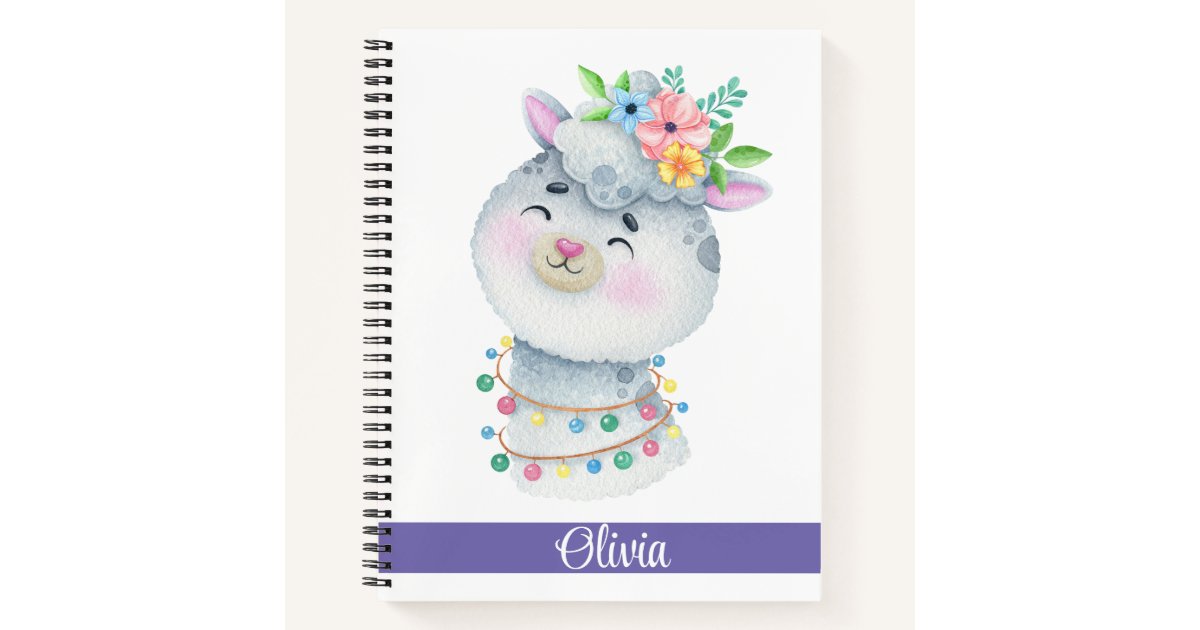Cute Personalized Llama Notebook | Zazzle