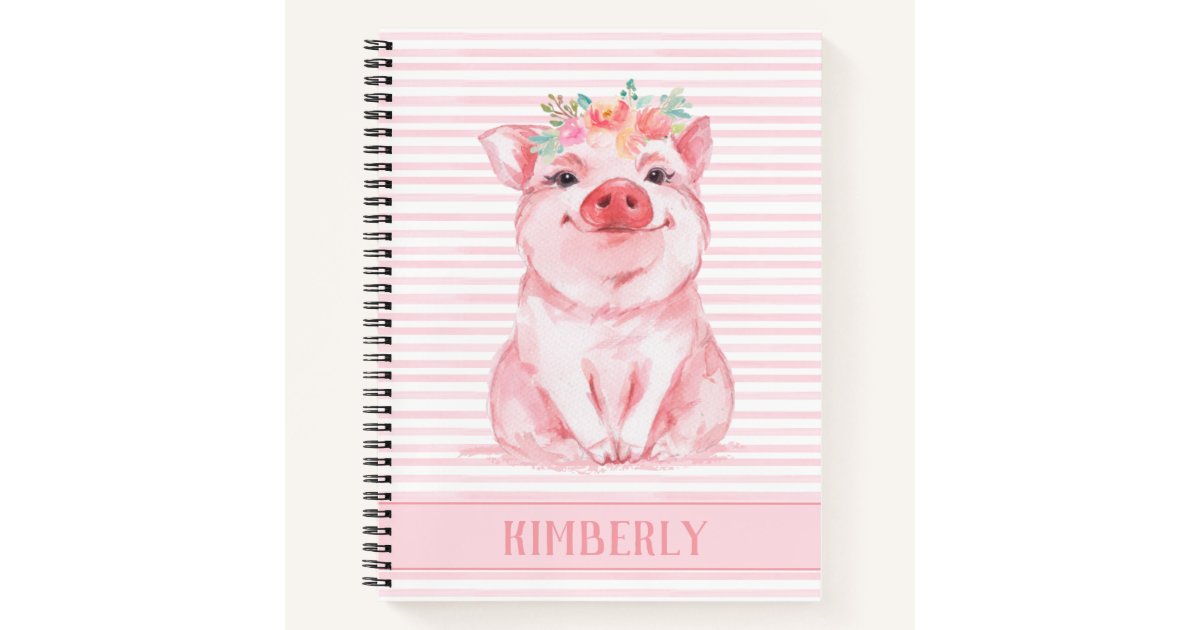 Cute Personalized Pink Pig Notebook | Zazzle