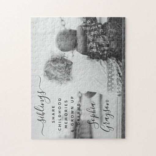 Cute Personalized Sibling Photo Quote Jigsaw Puzzle | Zazzle