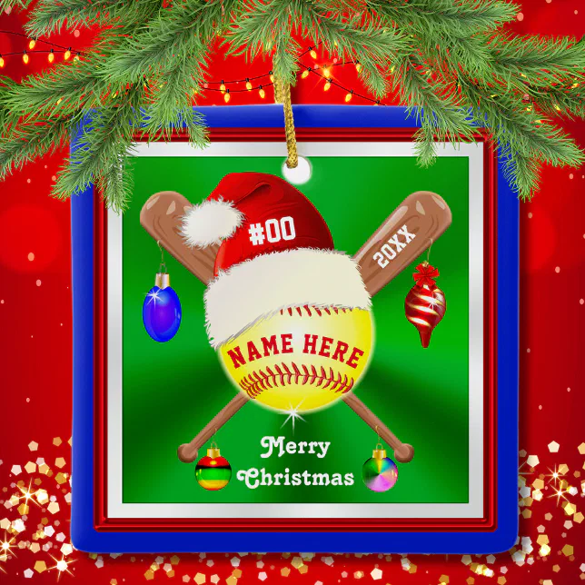 Cute Personalized Softball Christmas Ornaments | Zazzle